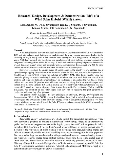 Pdf Research Design Development And Demonstration Rd3 Of A Wind