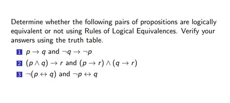 Solved Determine Whether The Following Pairs Of Propositions