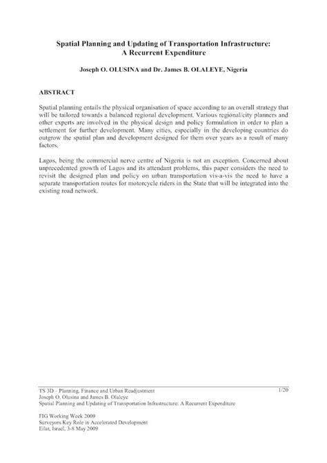 pdf spatial planning and updating of transportation infrastructure a