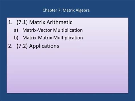 PPT Chapter 7 Matrix Algebra PowerPoint Presentation Free Download ID 6537321
