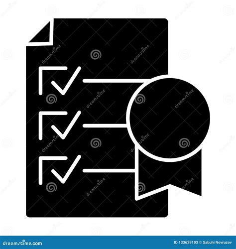 Certificate Solid Icon Document Vector Illustration Isolated On White
