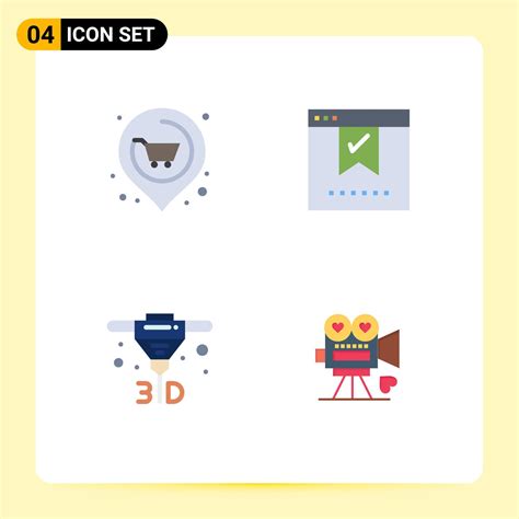 Universal Flat Icons Set For Web And Mobile Applications Location Printing Supermarket Good
