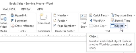 Word 2013 Embedding An Excel Chart