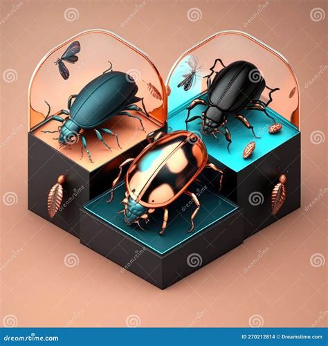 Beetles And Copper Isometric Low Poly View Ai Generation Stock