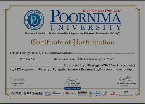 Shashwat Samarth On Linkedin Certificate Of Participation At Project