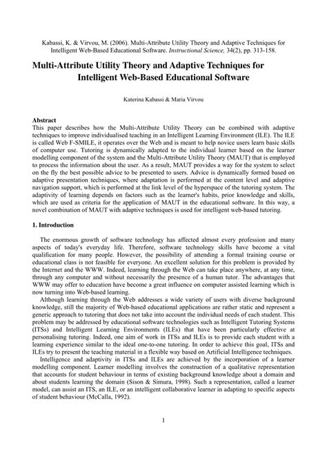 pdf multi attribute utility theory and adaptive techniques for