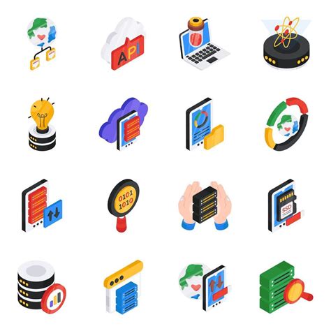 Pack Of Big Data And Data Science Isometric Icon 55337530 Vector Art At Vecteezy