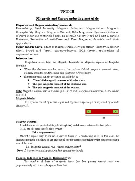 Unit Iii Magnetic And Superconducting Materials Pdf