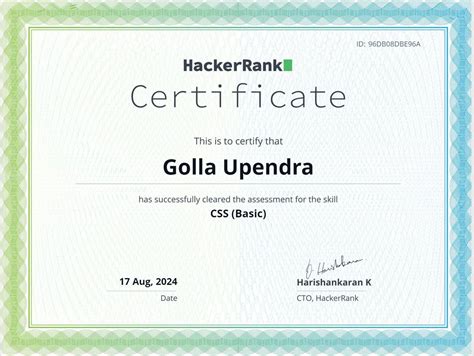 Golla Upendra On Linkedin Css Certification Hackerrank Webdevelopment Frontenddevelopment
