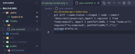 use husky and node to unstage draft blog posts from git