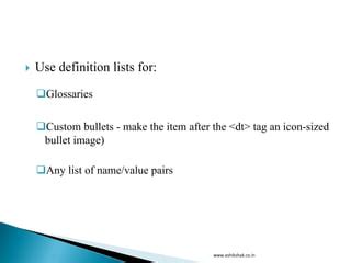 Lecture 4 Html Lists PDF