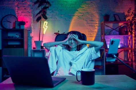 Brainstorming Young Woman Blogger Social Media Influencer Sitting At Home Brainstorming