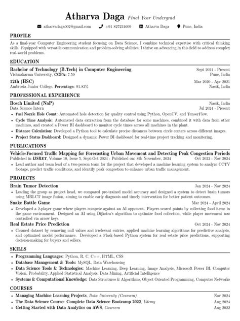 Atharva Resume Pdf Machine Learning Data Science