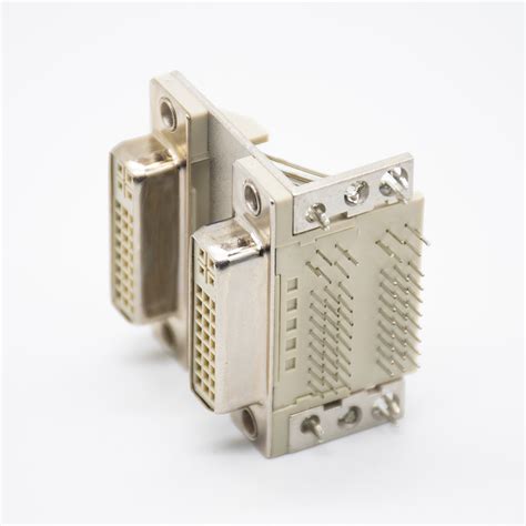Elecbee Dual DVI Receptacle 24 5 Contacts PCB Mount Right Angle Stacked Through Hole 29S