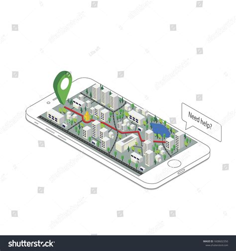 3d Isometric Mobile Gps Navigation Concept Stock Vector Royalty Free 1608602350 Shutterstock