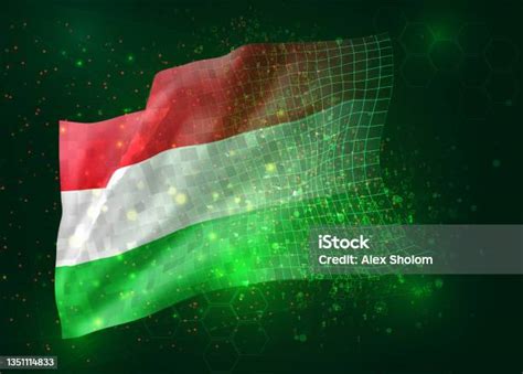 다각형 및 데이터 번호가 있는 녹색 배경의 3d 플래그 3차원 형태에 대한 스톡 벡터 아트 및 기타 이미지 3차원 형태 가상현실 가상현실 시뮬레이터 Istock