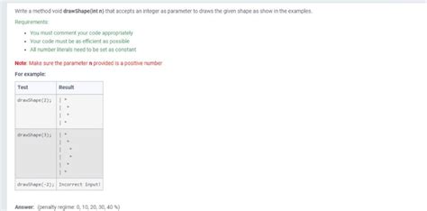 solved write a method void drawshape int n that accepts an