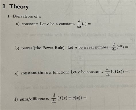 Solved 1 TheoryDerivatives Of Aa Constant Let C Be A Chegg Com