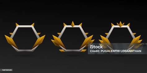 Fantasy Silver And Gold Border Game Gui Avatar Frames Template Stock Illustration Download