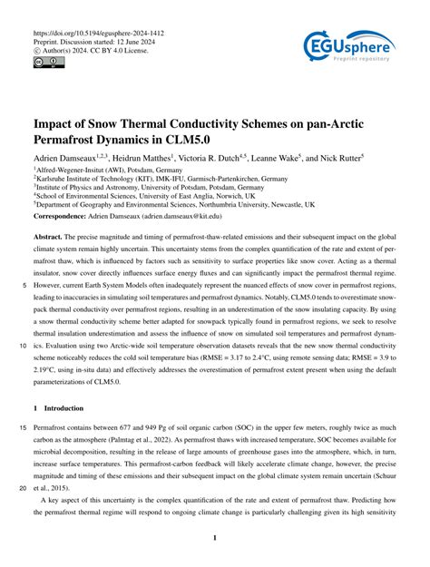 pdf impact of snow thermal conductivity schemes on pan arctic