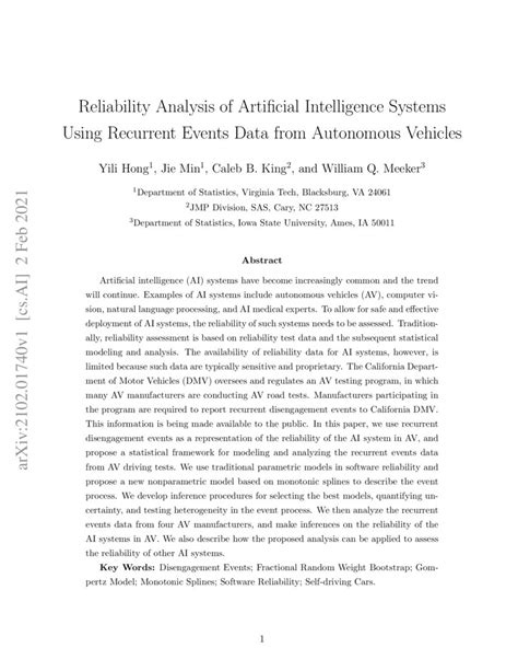 Reliability Analysis Of Artificial Intelligence Systems Using Recurrent