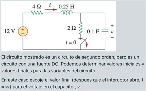 Solved The Circuit Shown Is A Second Order Circuit But It Chegg