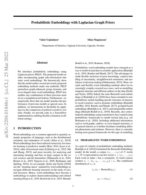 PDF Probabilistic Embeddings With Laplacian Graph Priors