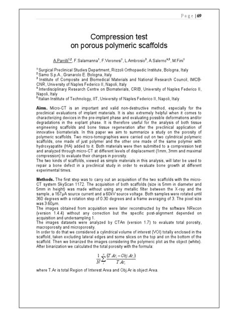 Compression Test On Porous Polymeric Scaffolds Pdf Tissue Engineering Porosity