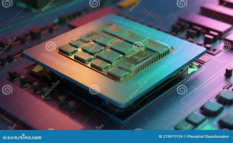 Computer Chip In Trending Color Palette With Generative AI Stock Photo Image Of Design