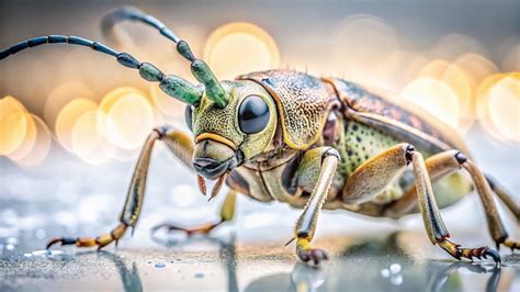 Exquisite Closeup Of A Pale Insect With Segmented Body And Long Antennae Against A Pristine