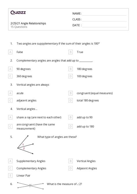 50 Angles Worksheets For 7th Year On Quizizz Free Printable