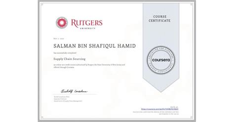 Salman Hamid On Linkedin Completion Certificate For Supply Chain Sourcing