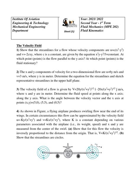 Sheet 5 Fluid Kinematics Pdf