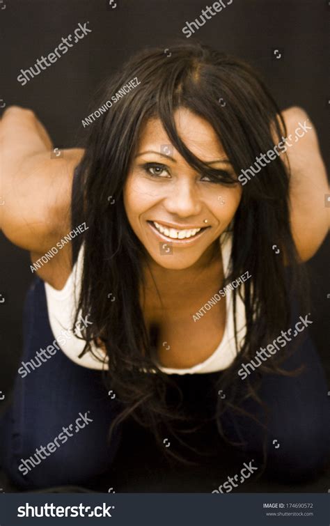 Sexy Black Woman Over Black Background Stock Photo 174690572 Shutterstock