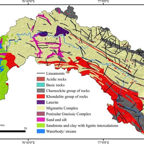 The Spatial Distribution Of Lithologic Units And Lineaments Of Krb