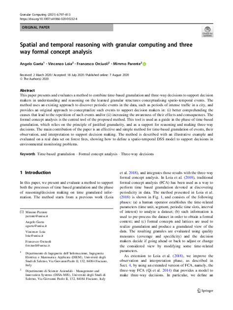 Pdf Spatial And Temporal Reasoning With Granular Computing And Three