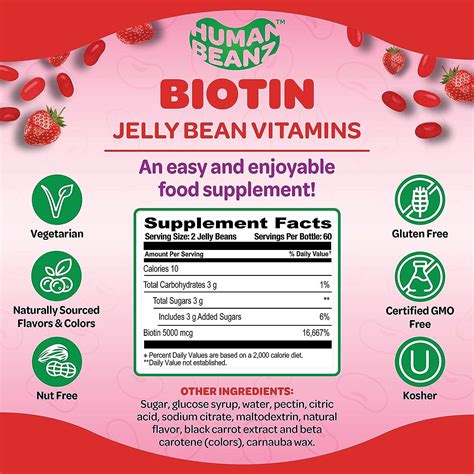 Human Beanz Extra Strength Biotin Jelly Bean Gummy Vitamins 5000mcg