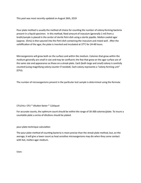 Pour Plate Method Lecture Notes 1 This Post Was Most Recently
