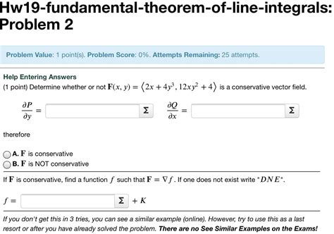 solved hw19 fundamental theorem of line integrals problem 1