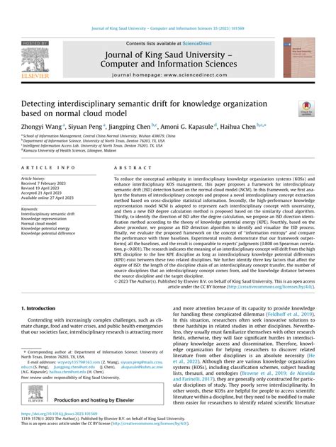 pdf detecting interdisciplinary semantic drift for knowledge