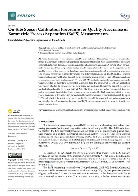 Pdf On Site Sensor Calibration Procedure For Quality Assurance Of Barometric Process