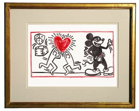 Keith Haring Ink Drawing Mickey Mouse New York Gay American Abstract Erotic Love Etsy