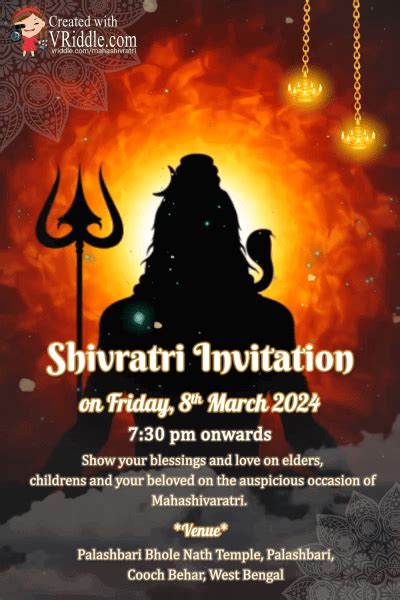 Maha Shivratri Invitation For Shiv Vivah In Gold And Black Tones And An