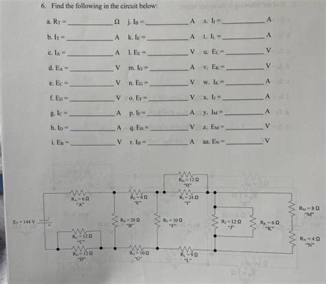 Solved Find The Following In The Circuit Below A RT Chegg