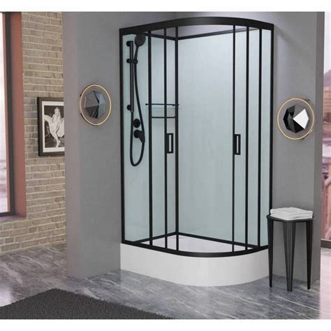 Душевые кабины : Душевая кабина Frank F412/1 L Black без крыши 120х80 см