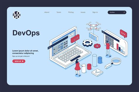 Devops Concept In 3d Isometric Design For Landing Page Template People