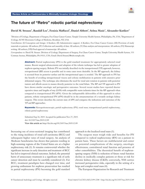 Pdf The Future Of “retro” Robotic Partial Nephrectomy