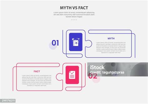 신화 Vs 사실 인포그래픽 개요 스타일 슬라이드 프리젠테이션을 위한 퍼즐 퍼즐 퍼즐 스타일이 있는 창의적인 사각형 상자 0명에 대한 스톡 벡터 아트 및 기타 이미지 Istock