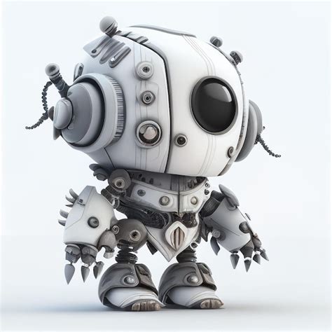 제너레이티브 Ai 기술로 생성된 고립된 배경의 작고 귀여운 로봇의 캐릭터 디자인 프리미엄 사진