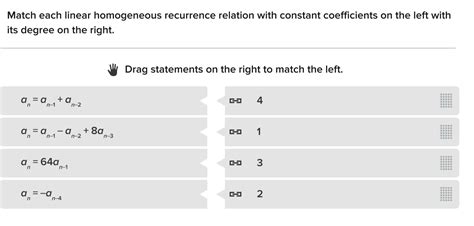 Solved Match Each Linear Homogeneous Recurrence Relation